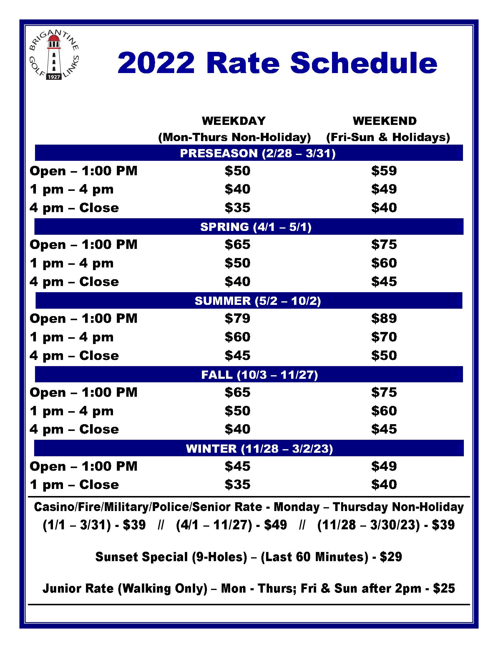Rates - Brigantine Golf Links