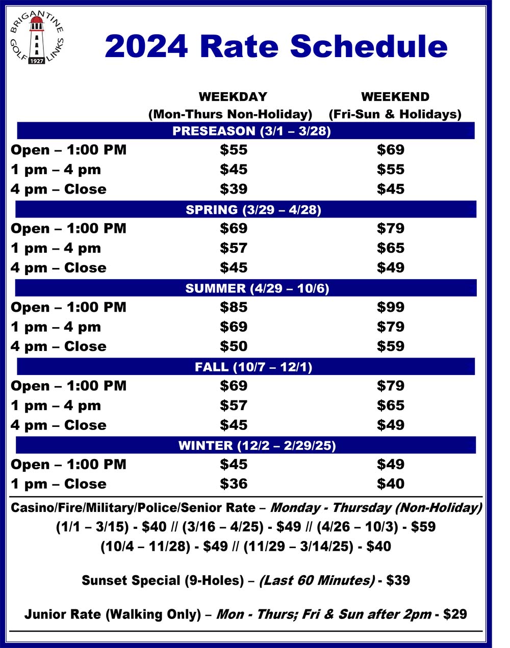 Rates - Brigantine Golf Links